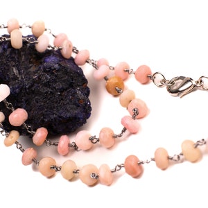 Peruvian Pink Opal Roundel 7-7.5mm Wire Wrapped Rhodium Silver Handmade ...