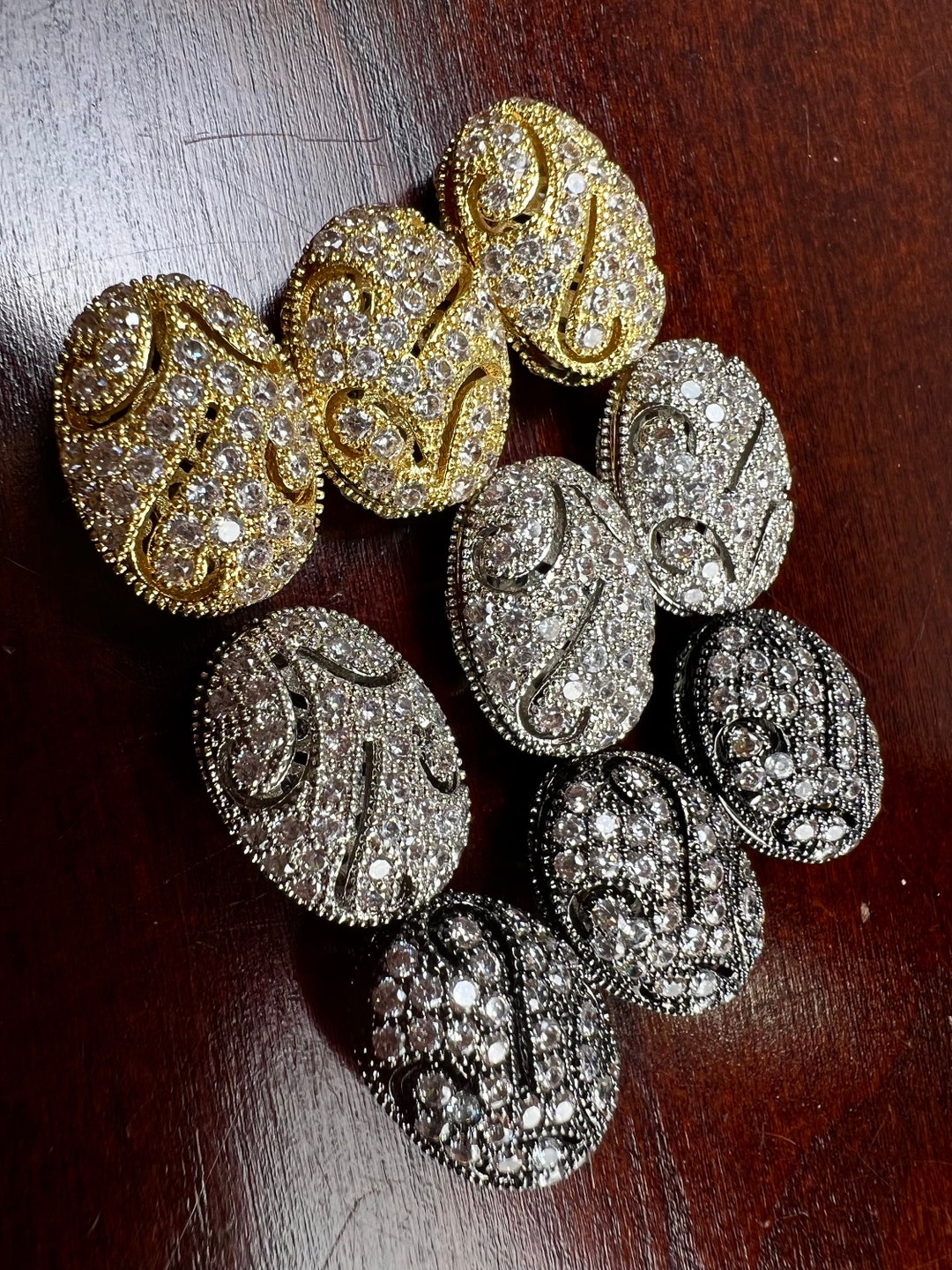 CZ Micro Pave Diamond Puff Oval Spacer Bead 11x15, 13x18, 19x27mm ...