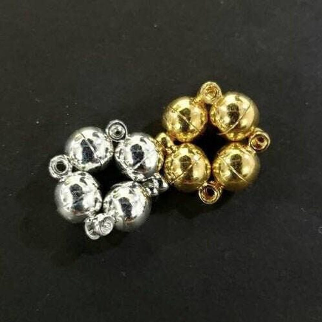 4 Sets Ball Clasp 6mm Small Round Mag Clasp Shiny Silver, Gold, Rose ...