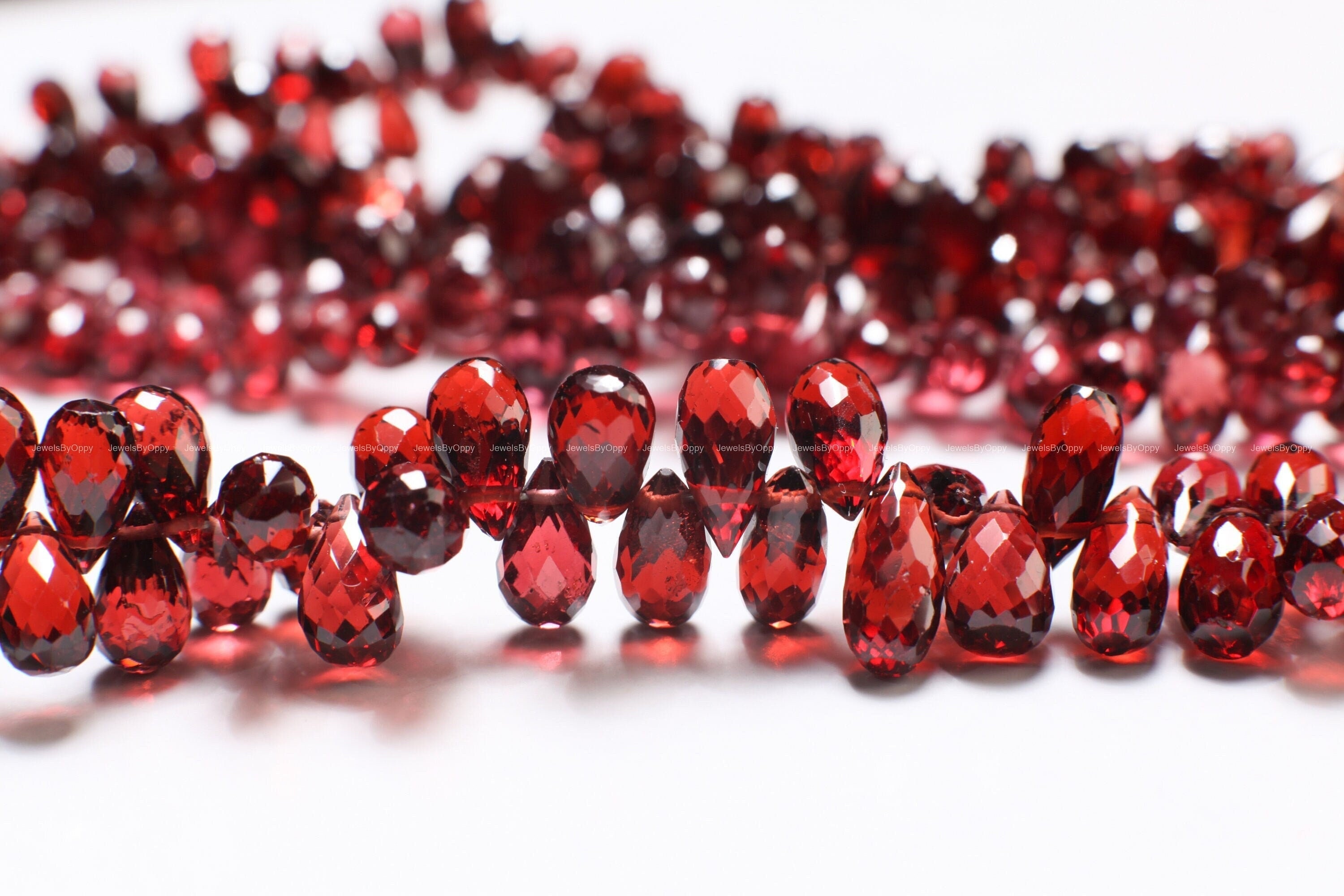 Mozambique Red Garnet AAA Micro Faceted 3.5x4.5-6x7.5mm Briolette Tear ...