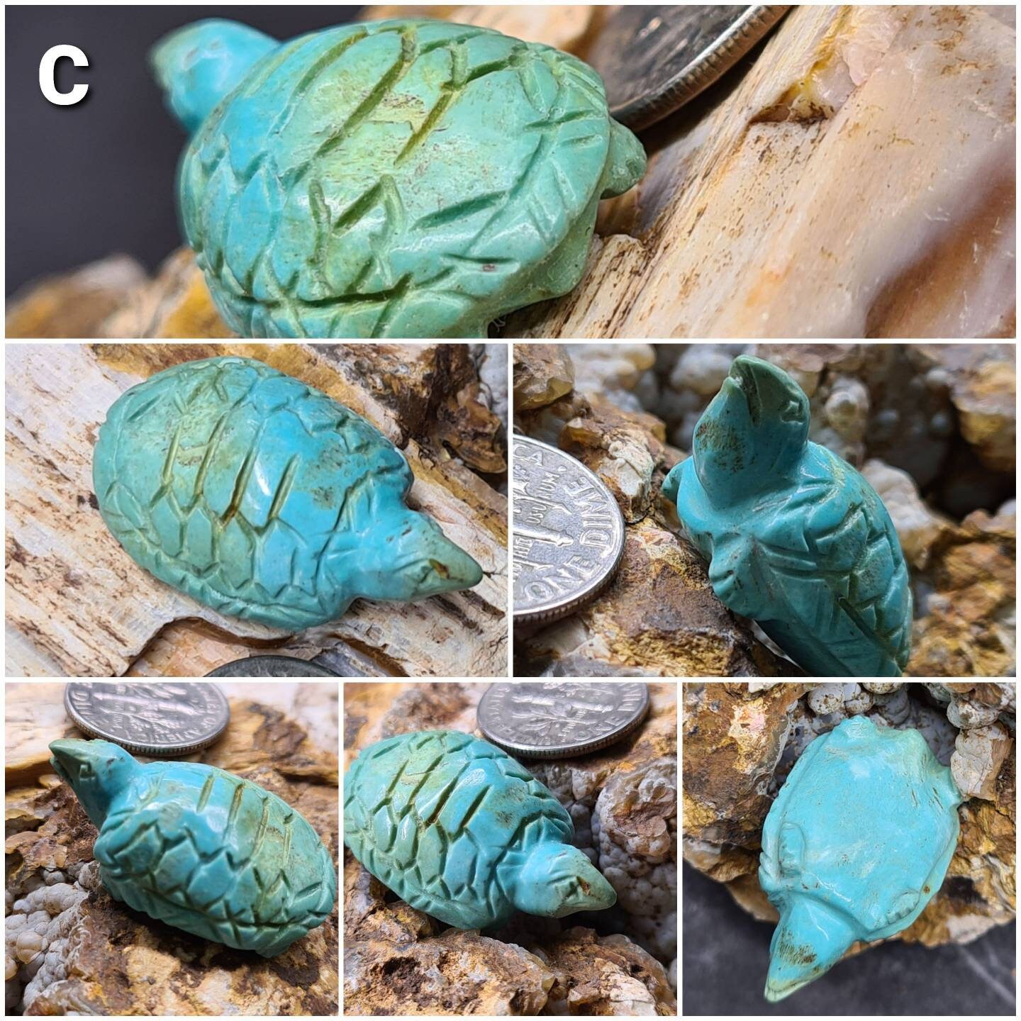 Hand Carved Natural Turquoise Sea Turtle Totem Miniature | Etsy