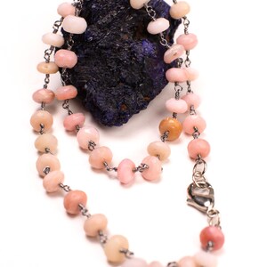 Peruvian Pink Opal Roundel 7-7.5mm Wire Wrapped Rhodium Silver Handmade ...