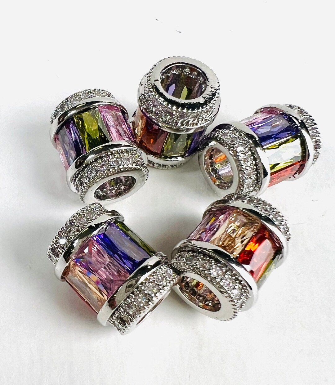 CZ Micro Pave Diamond Drum Shape Spacer Multi Color.bead High Quality ...