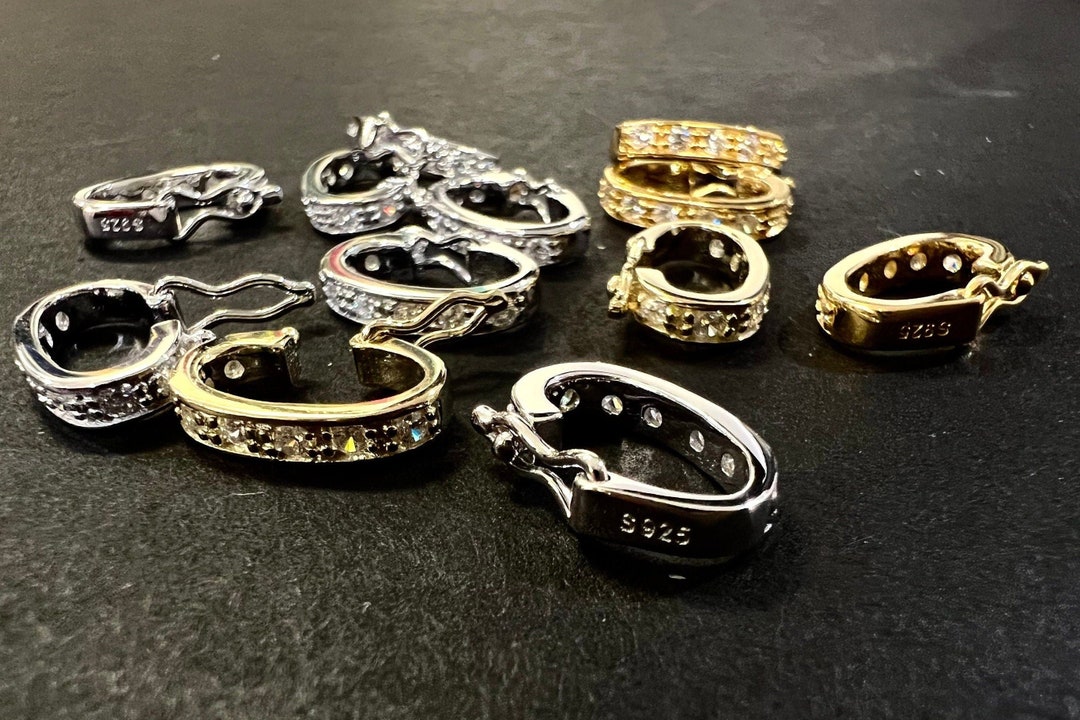 Cubic Zirconia Sterling Silver CZ Diamond Enhancer Hinged Bail Heavy ...