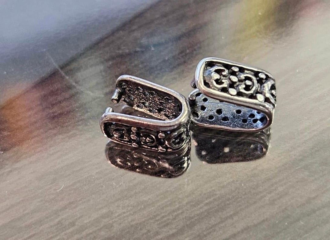 925 Sterling Silver Bali Pinch Bail,vintage Handmade 5x9mm Long Bali ...