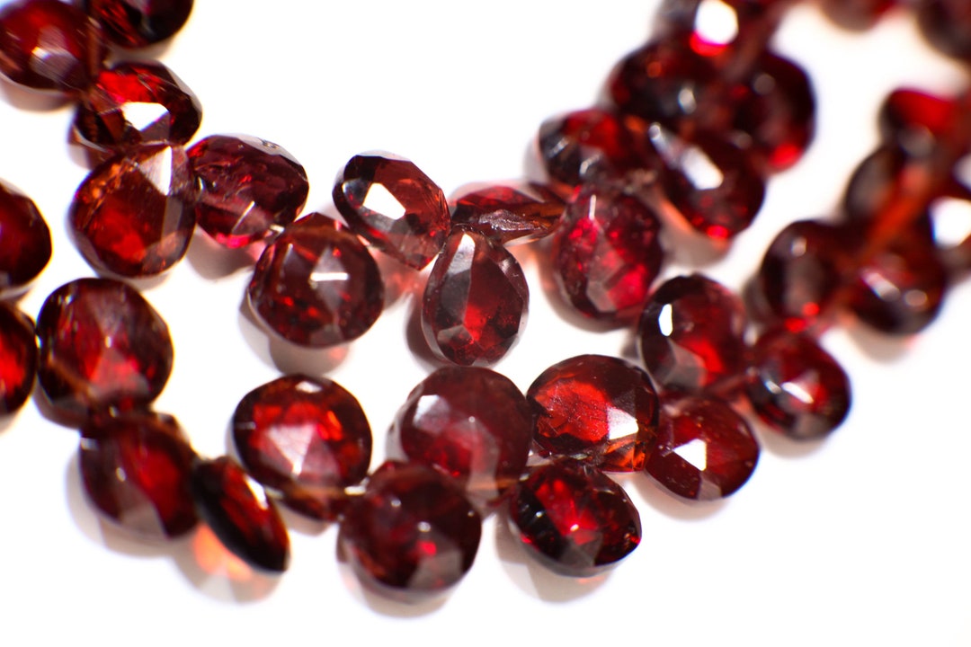 Mozambique Red Garnet Micro Faceted 6-7mm Heart Shape Pear Drop ...