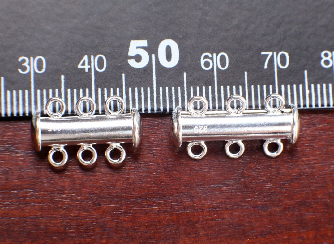 3 Loop Magnetic Slide Bar Clasp 18mm, 21mm, 925 Sterling Silver, DIY ...