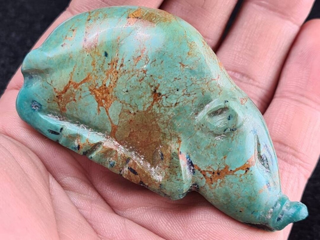 Natural Turquoise Hand Crafted Pig Totem, Miniature Animals Collectible ...