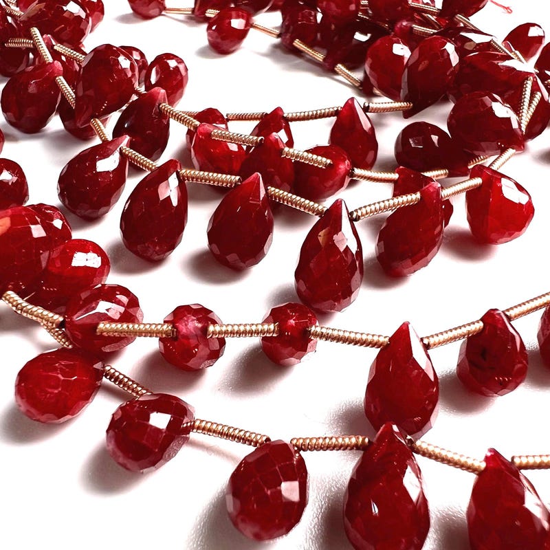 Ruby Teardrop Bead 6 Mm - Etsy