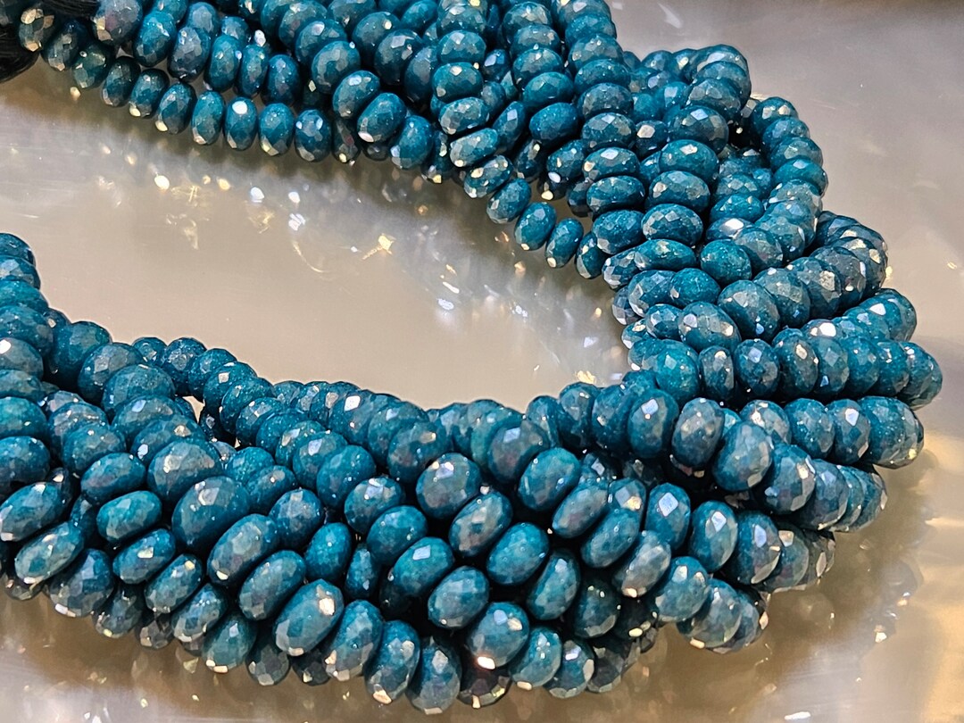 Moonstone Rondelle, Genuine Moonstone Mystic Teal Blue Coated High ...