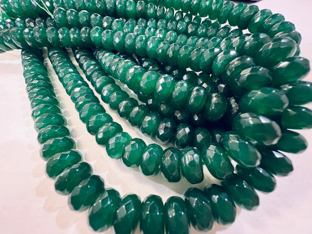 Green Jade Faceted Wheel Shape, Tire Shape Roundel 10mm, Dark Emerald ...