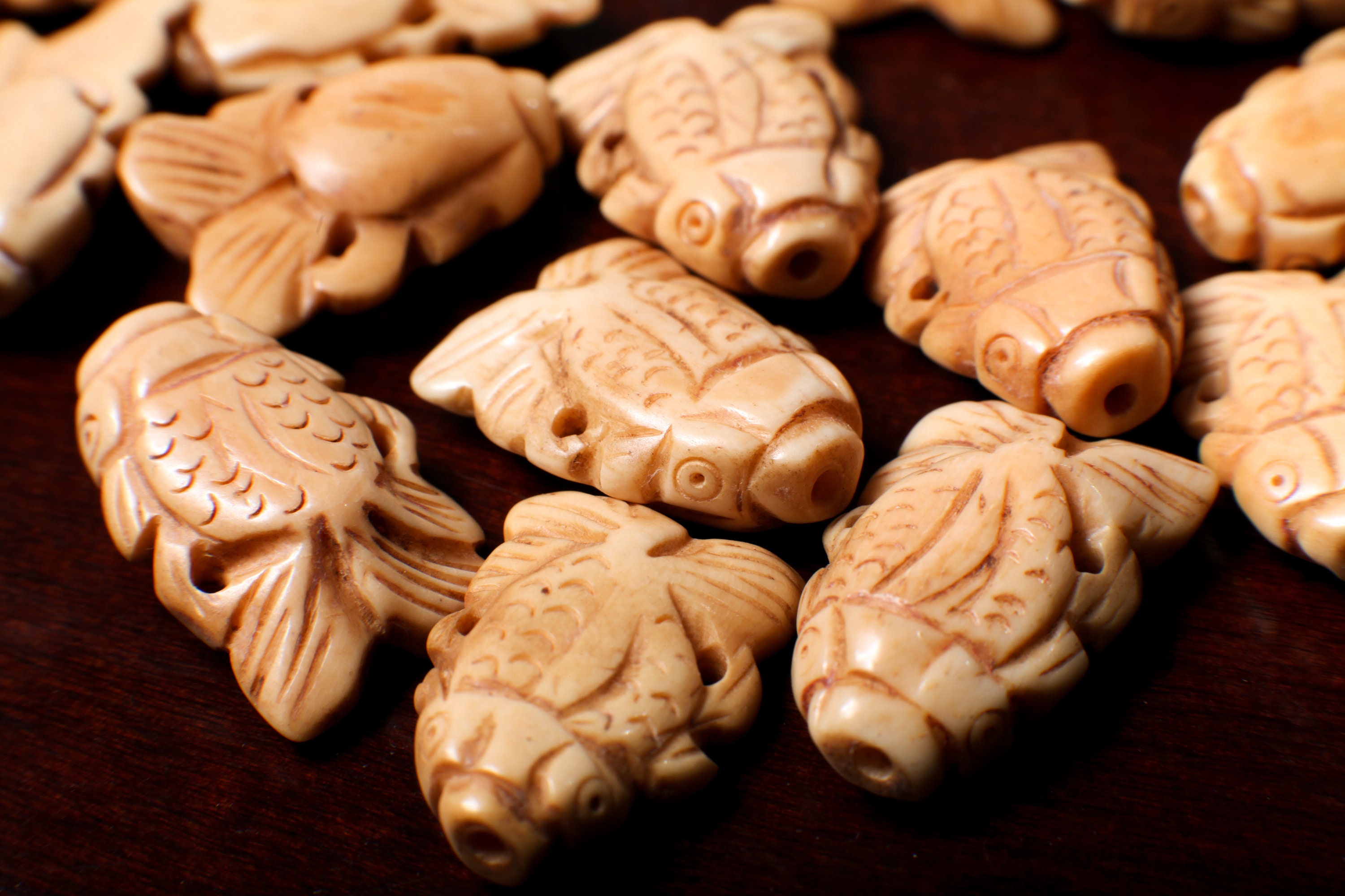 Carved Buffalo Bone Gold Fish Tropical Fish 18x25mm Hand | Etsy