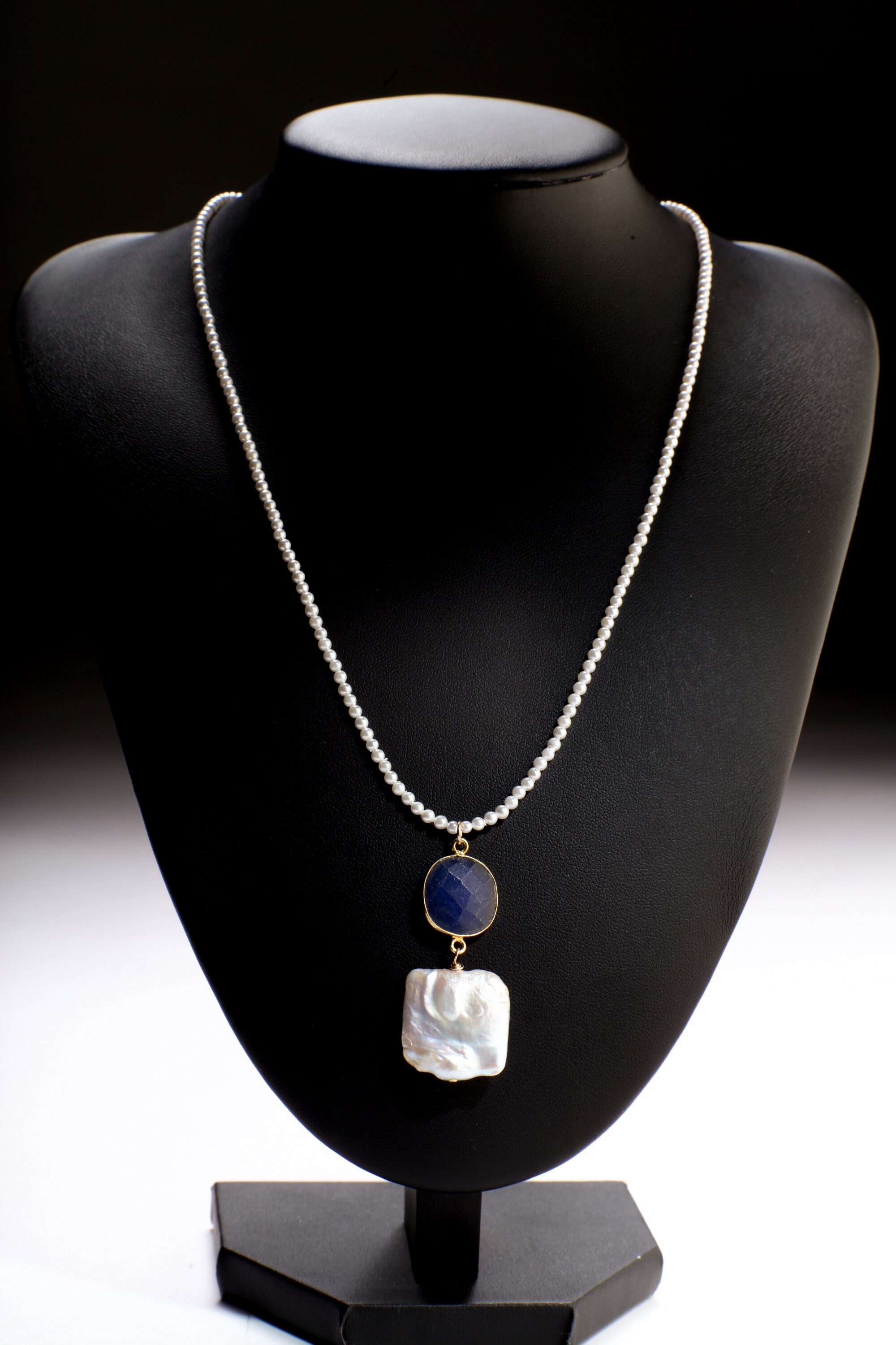 Baroque Pearl Necklace Freshwater Square Baroque Pearl Blue | Etsy