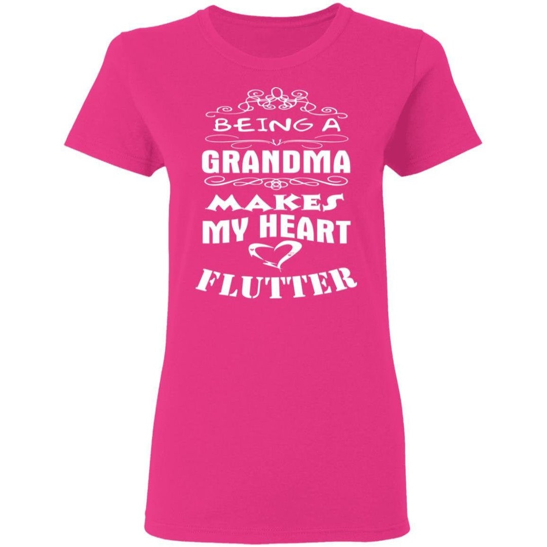 Ladies Being A Grandma Makes My Heart Flutter Tshirt Grandma - Etsy