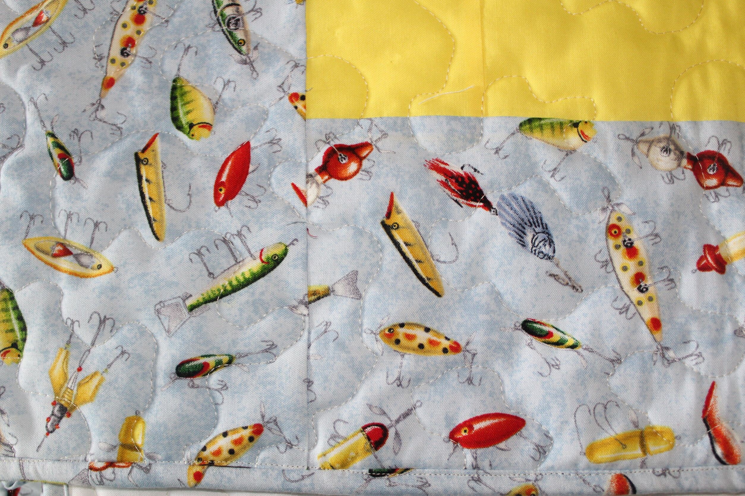 Hand Made XL Fishing Bass Lap Quilt. Large Mouth Bass. Fishing - Etsy