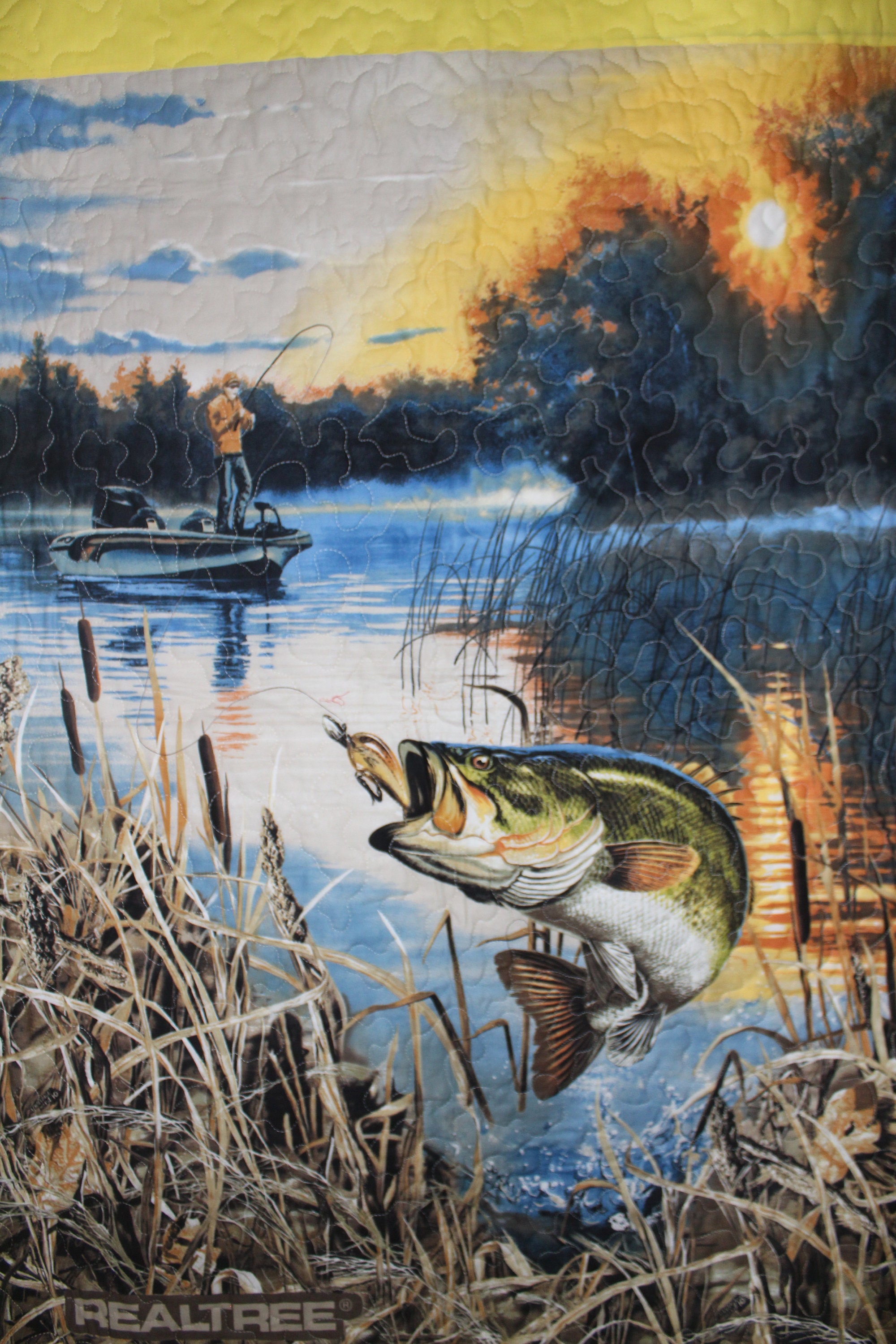 Hand Made XL Fishing Bass Lap Quilt. Large Mouth Bass. Fishing - Etsy