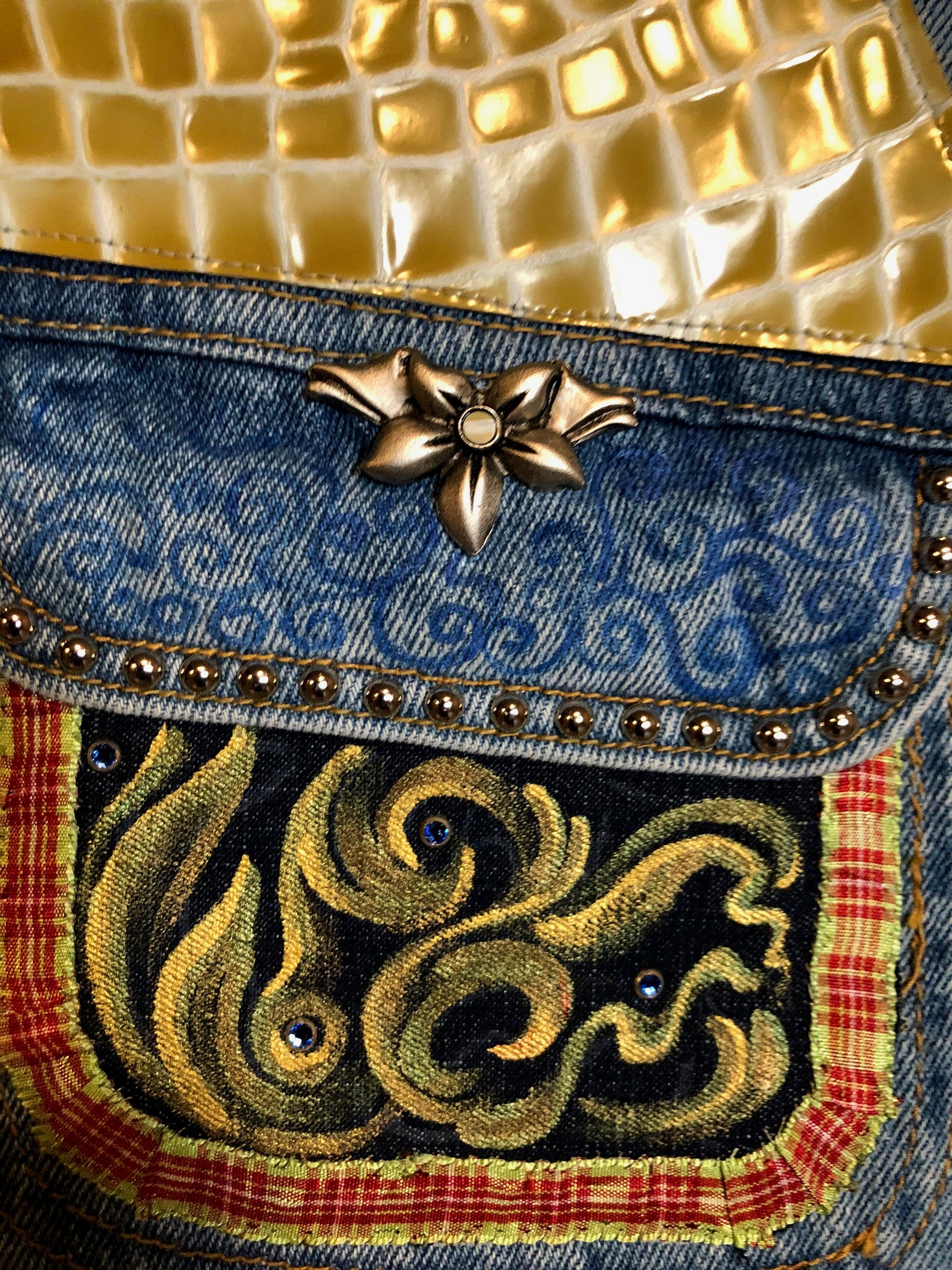 Women's Hand Painted, One of a Kind, Wearable Work of Art Denim Vest ...