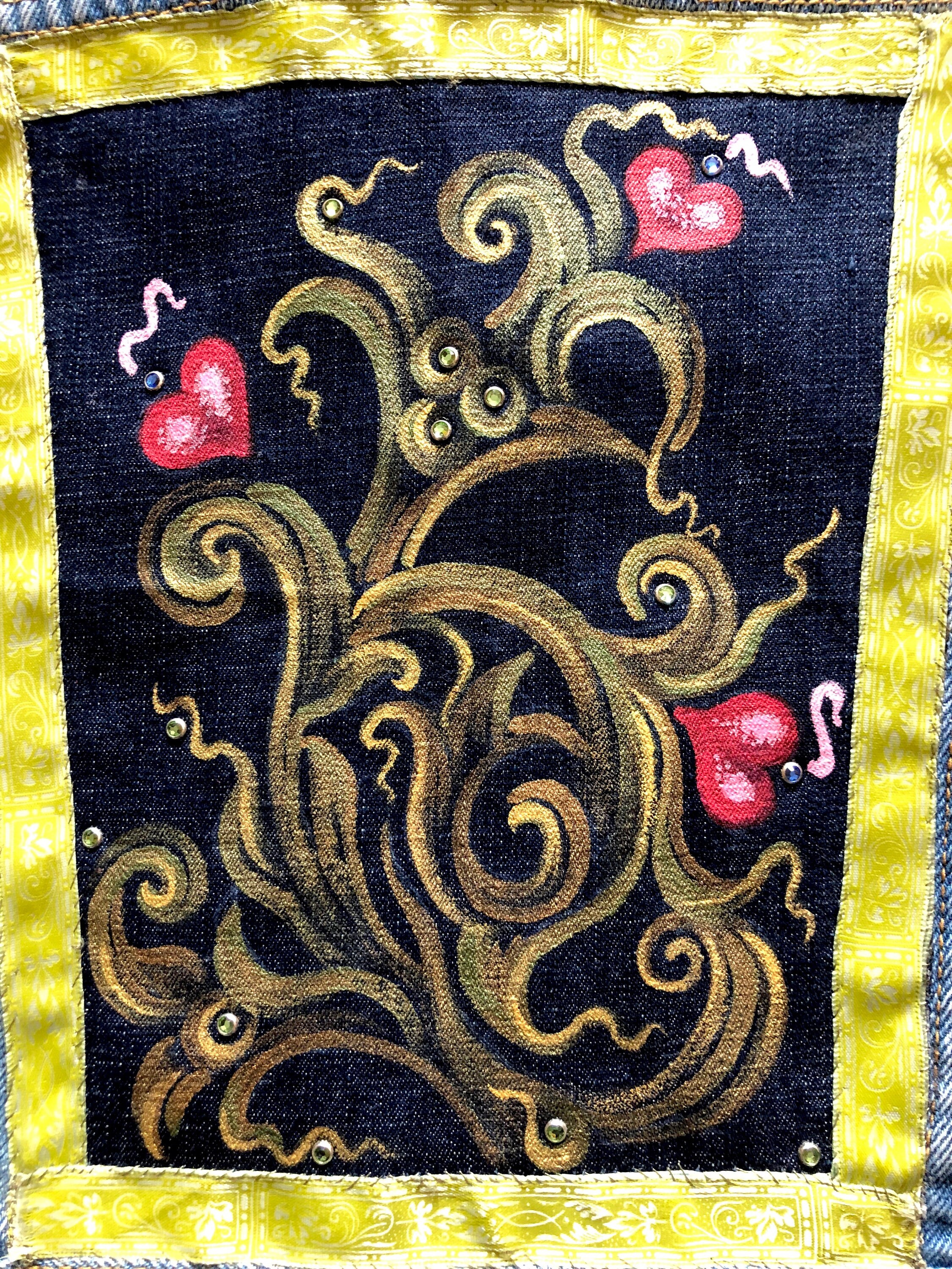 Women's Hand Painted, One of a Kind, Wearable Work of Art Denim Vest ...
