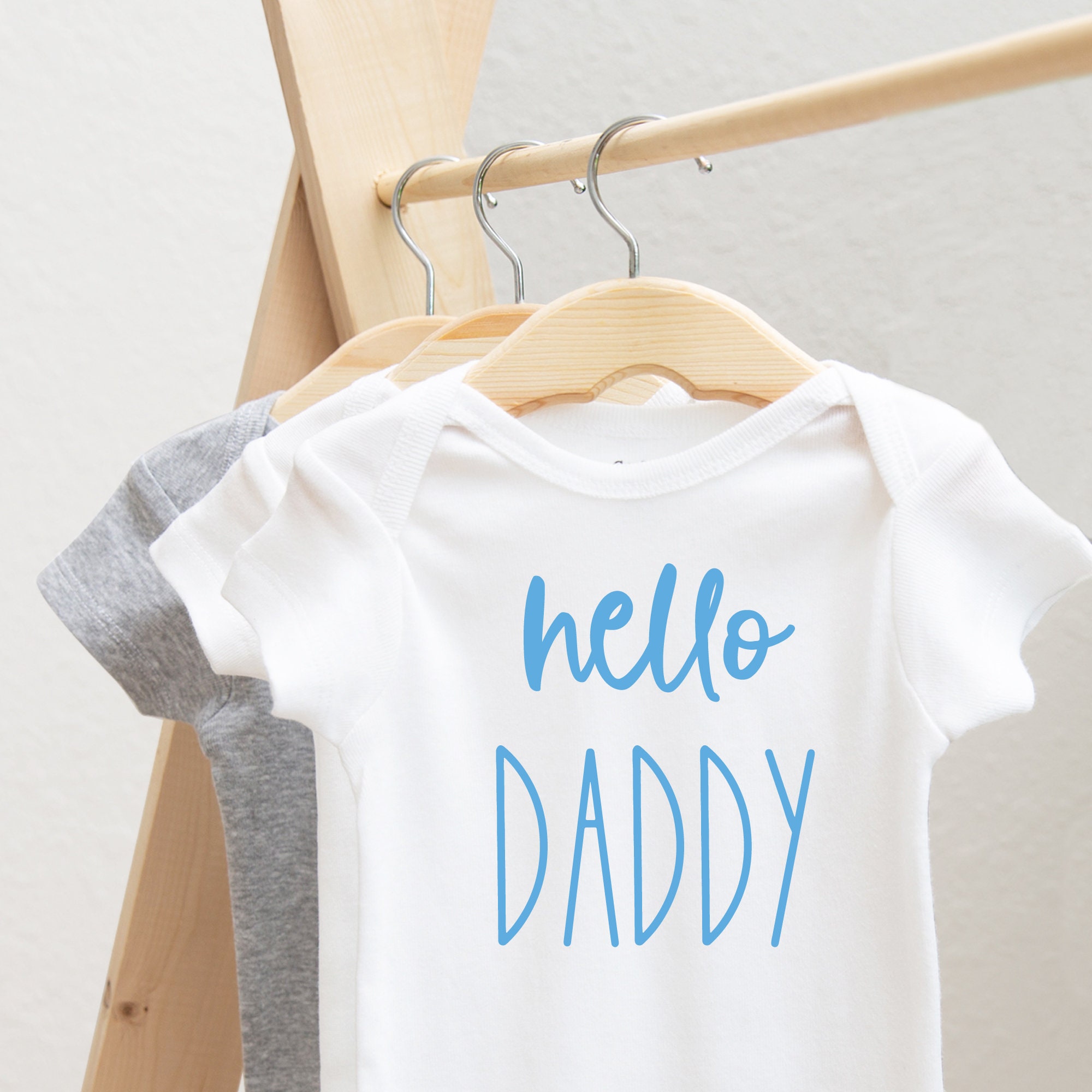 Hello Daddy Pregnancy Announcement Onesie® Custom Baby Shower | Etsy