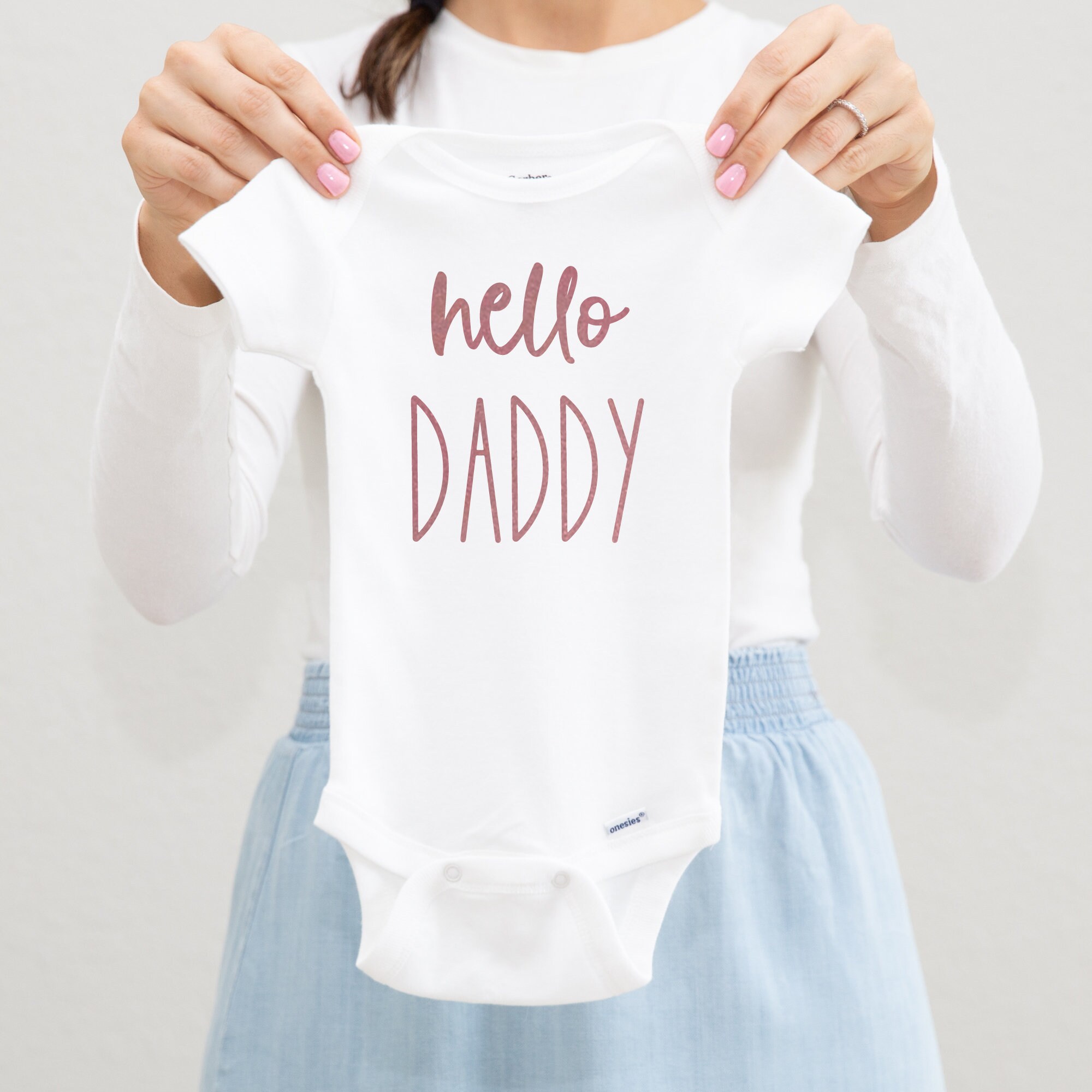 Hello Daddy Pregnancy Announcement Onesie® Custom Baby Shower | Etsy