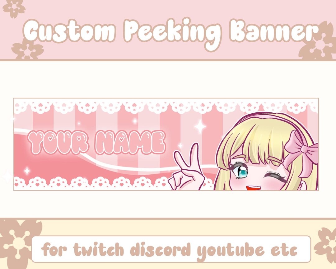 Chibi Peeking Banner for Twitch, Youtube, Facebook or Discord - Etsy