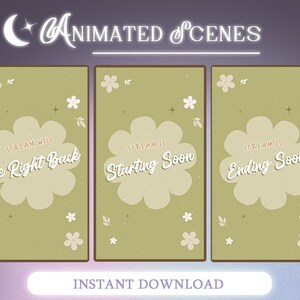Animated Cottagecore Stream Package: Green Floral Overlays (digital ...