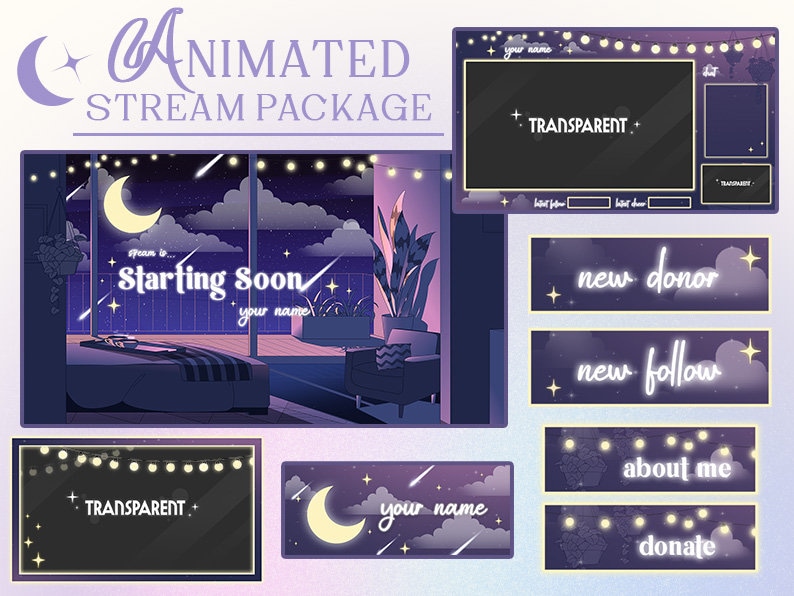 Animated Stream Pack Lofi Cozy Room for Vtuber and Twitch | Overlays ...