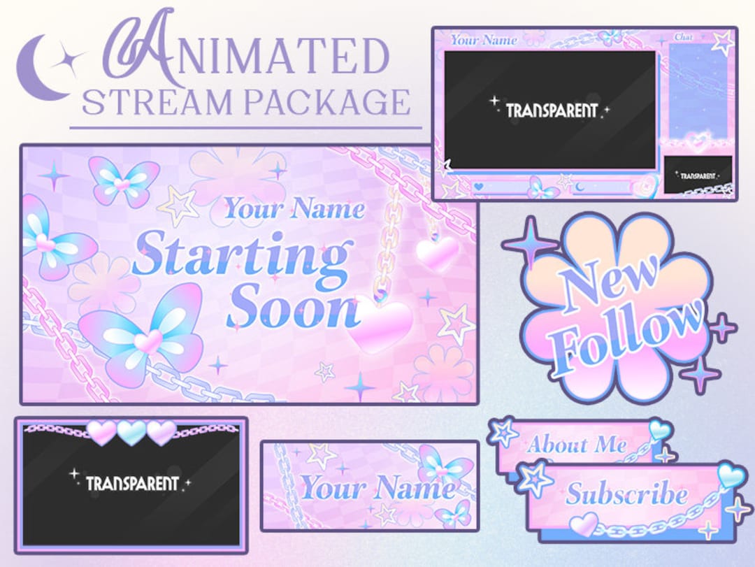 Stream Package Y2K Twitch Overlay Webcam Animated Screens Banner Panels ...