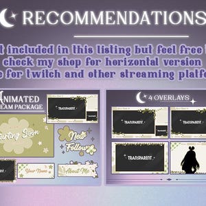 Animated Cottagecore Stream Package: Green Floral Overlays (digital ...