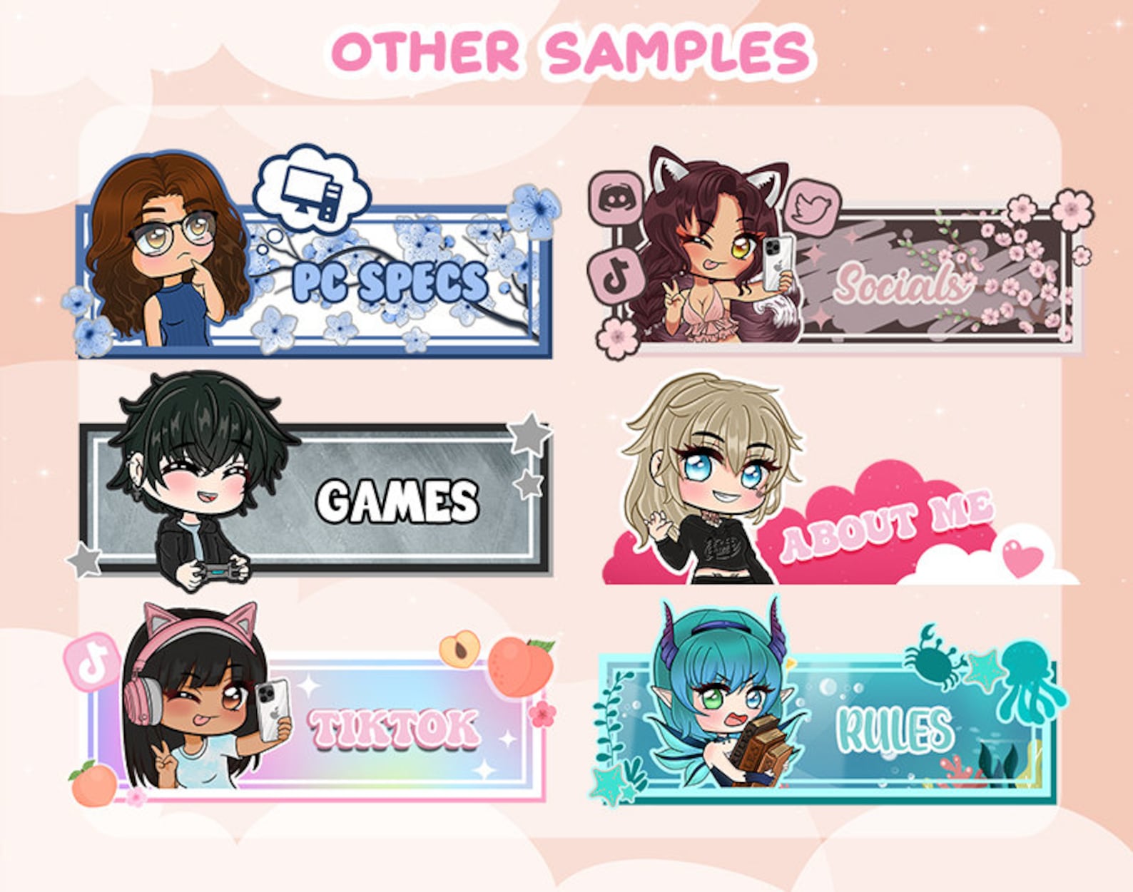 Custom Chibi Panels for Twitch [ HALF BODY ] - Etsy