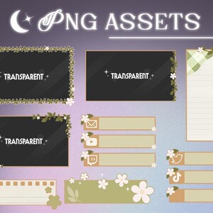 Animated Cottagecore Stream Package: Green Floral Overlays (digital ...