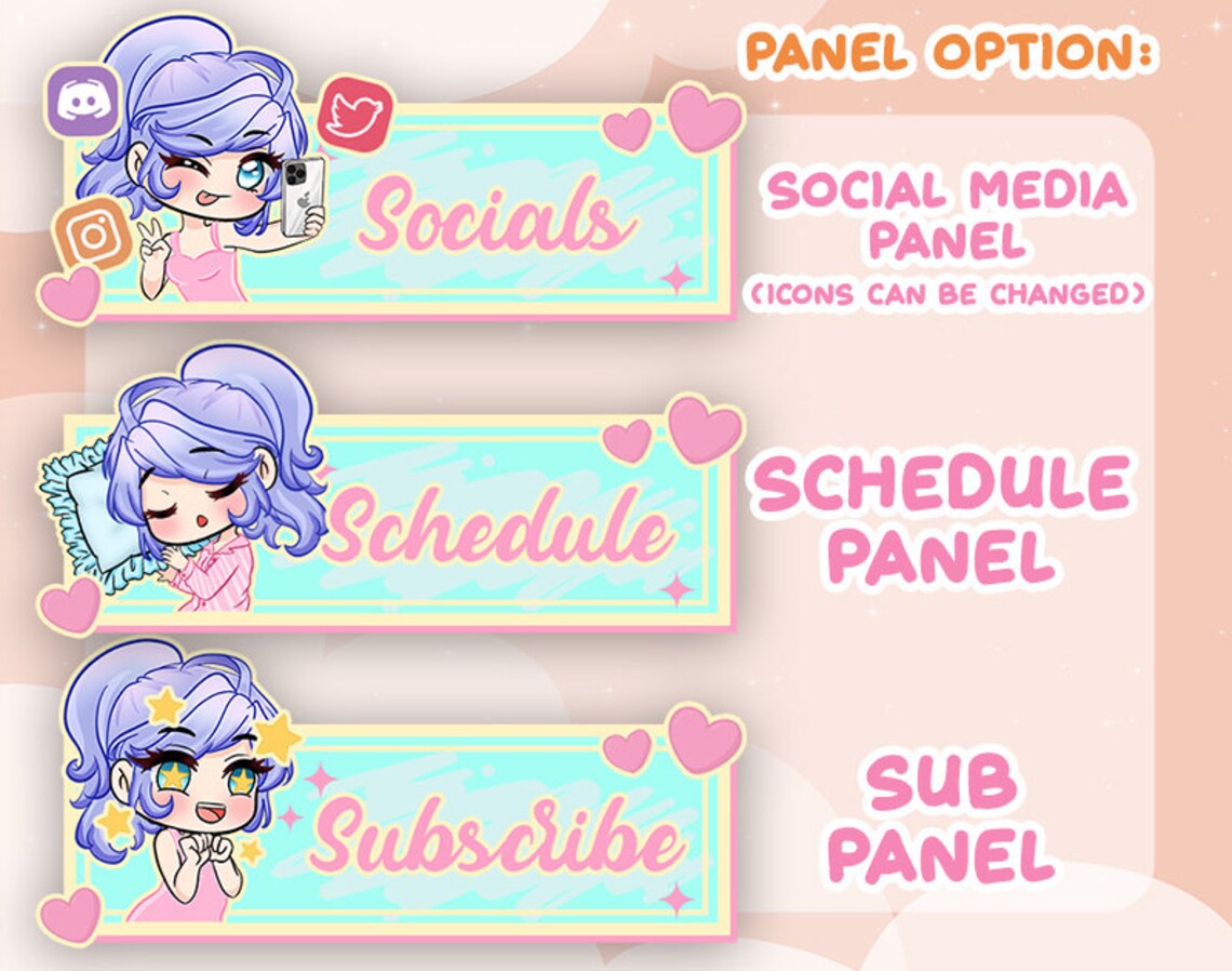 Custom Chibi Panels for Twitch HALF BODY - Etsy