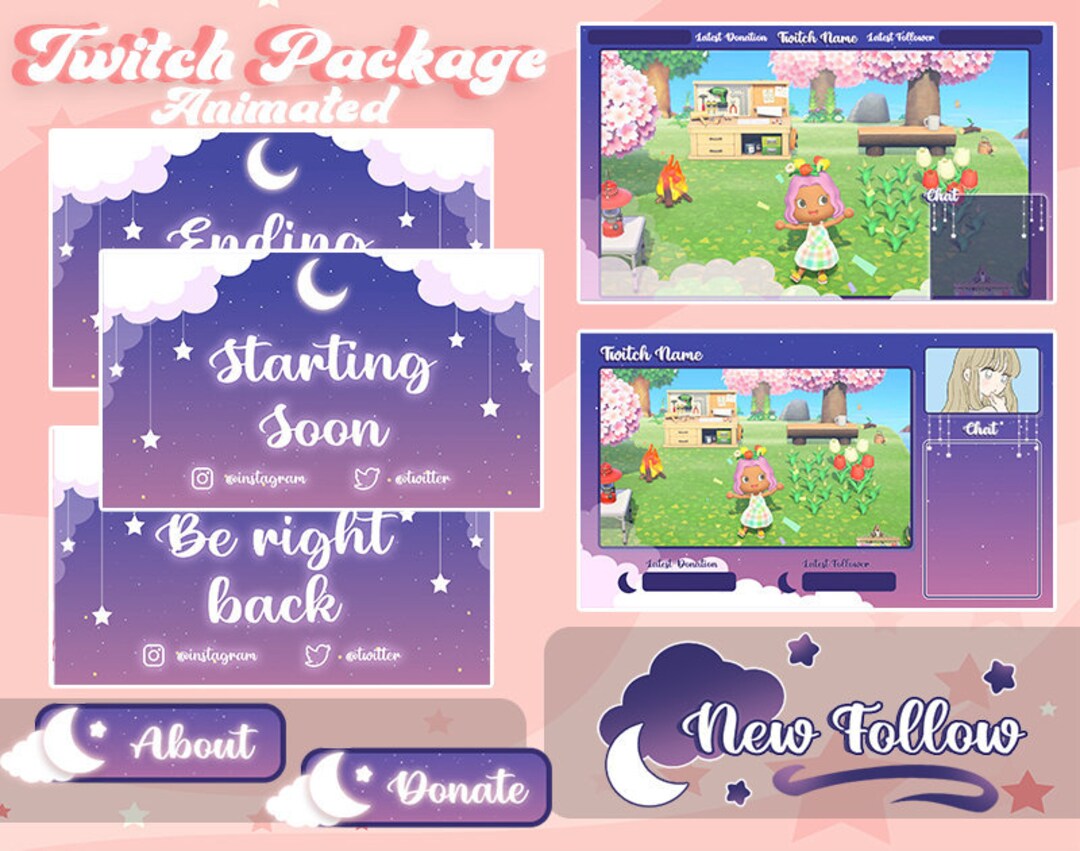 Starfall Nimbus Animated Stream Pack for Twitch, Kick, Youtube/overlay ...