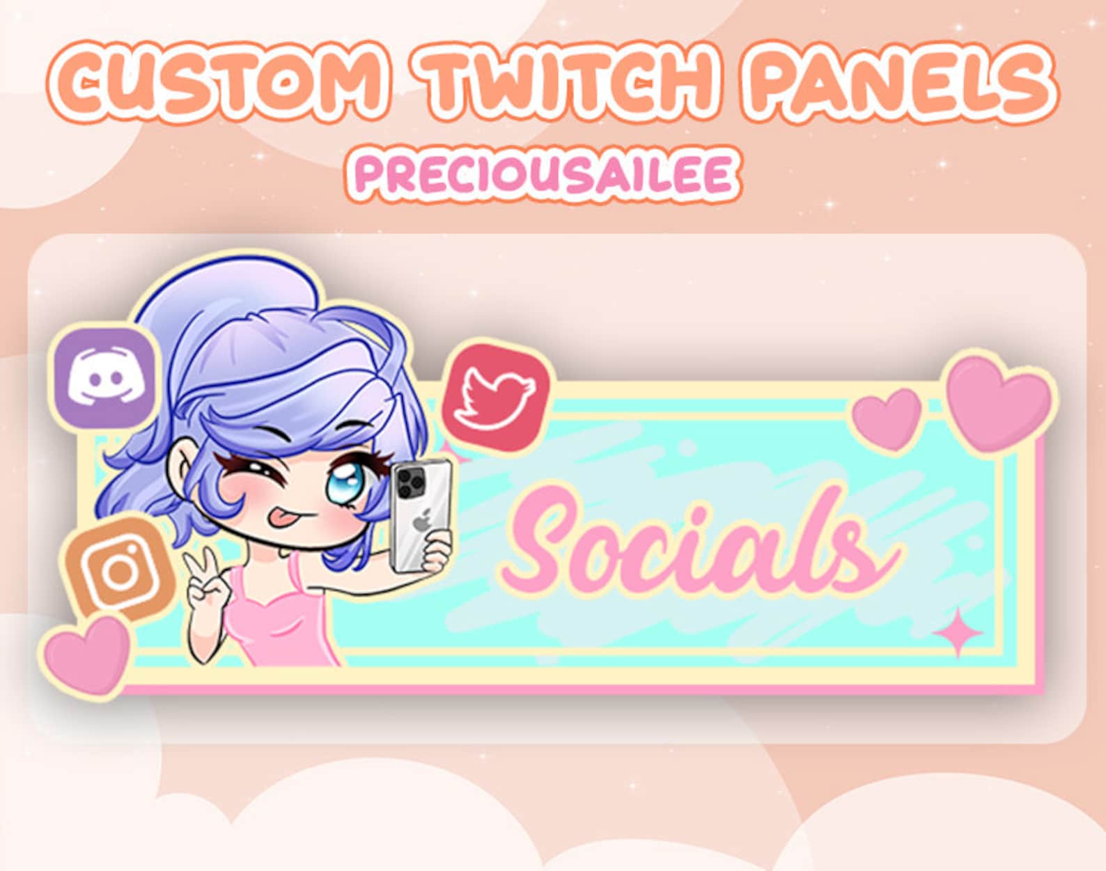 Custom Chibi Panels for Twitch HALF BODY - Etsy