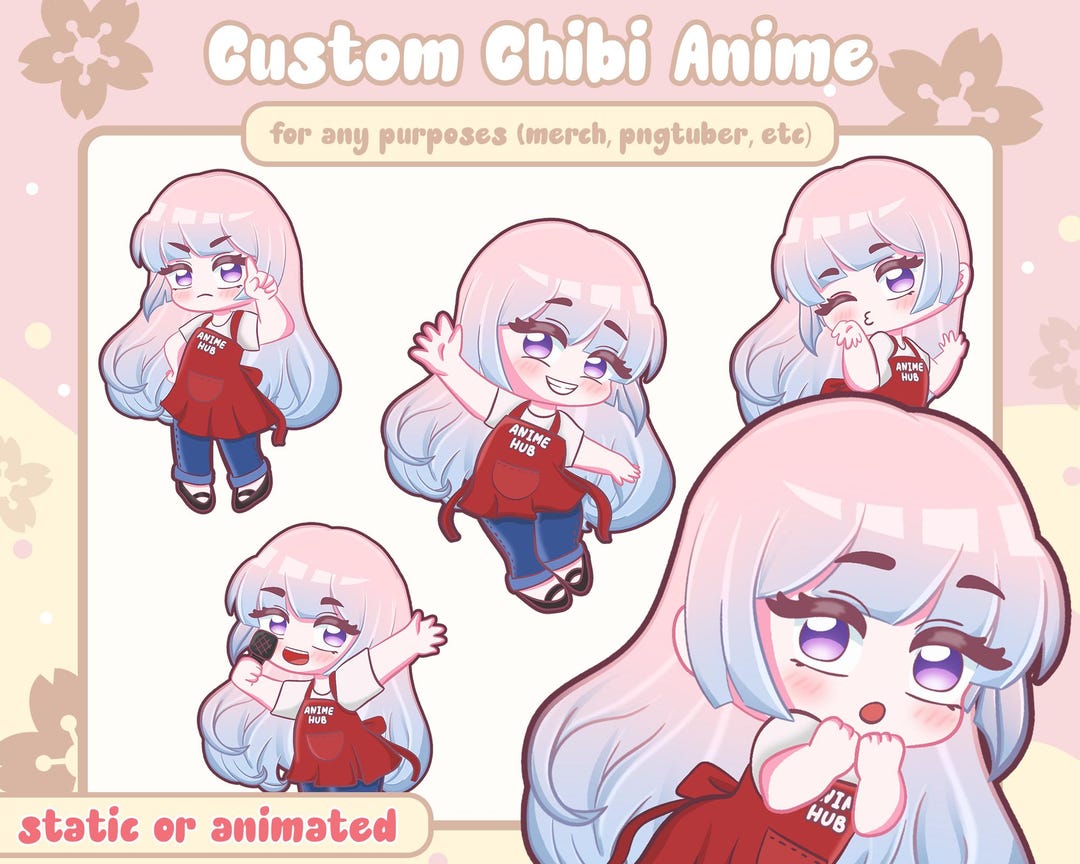 Custom Anime Chibi Full Body, Streamer, Pngtuber, Logo, Kawaii - Etsy