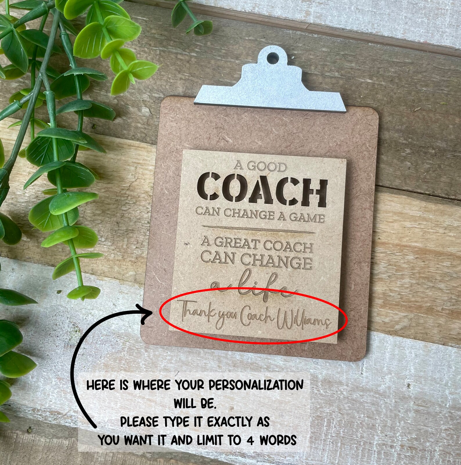Personalized Coach Clipboard Card Holder, Coach Gift Card, Coach ...
