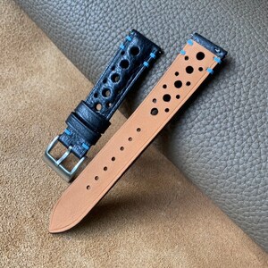 Black Racing Leather Watch Strap 15mm 16mm 17mm 18mm 19mm 20mm 21mm ...