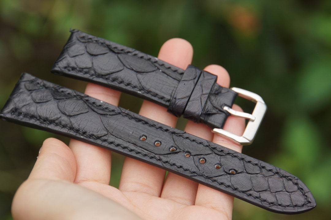 Custom Black Python Leather Watch Strap 21mm 22mm 23mm 24mm 26mm - Etsy