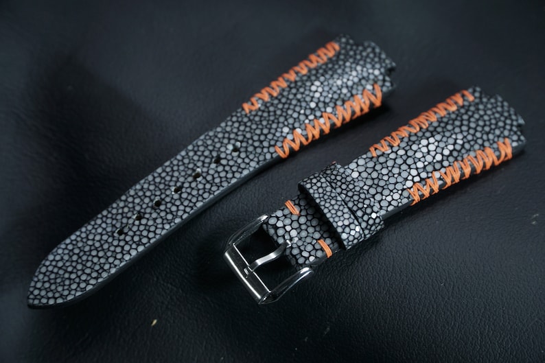 Black Stingray Leather Watch Strap for Oris Aquis Watch, Tissot PRX ...