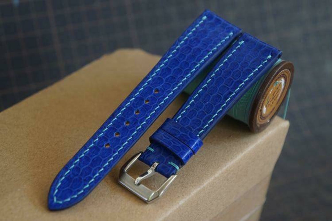 Custom Blue Sea Snake Leather Watch Strap. - Etsy