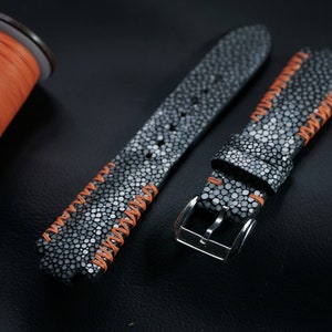 Black Stingray Leather Watch Strap for Oris Aquis Watch, Tissot PRX ...