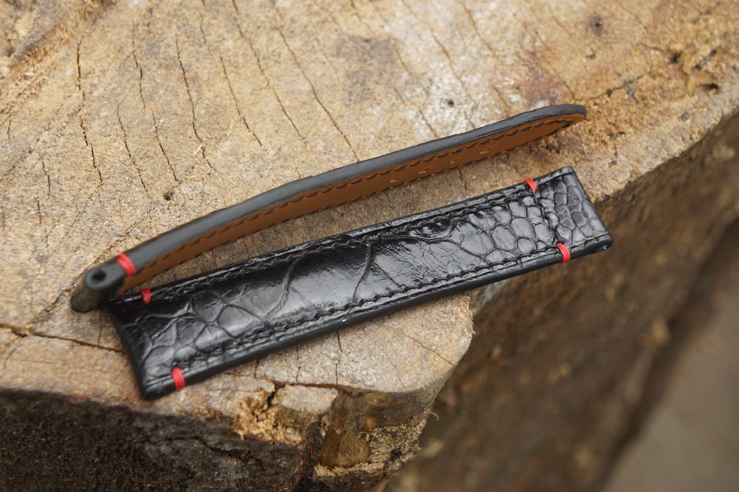 Black Ostrich Leg Leather Watch Strap | Etsy