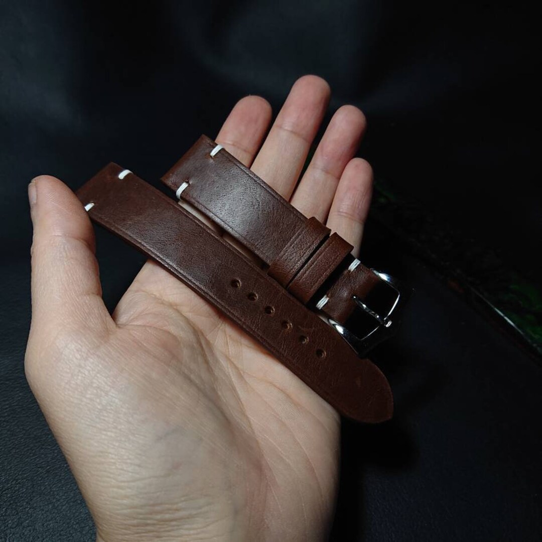 Brown Horween Chromexcel Leather Watch Strap. Handmade Custom Brown ...