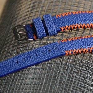 Blue Stingray Leather Watch Strap 15mm 16mm 17mm 18mm 19mm 20mm 21mm ...