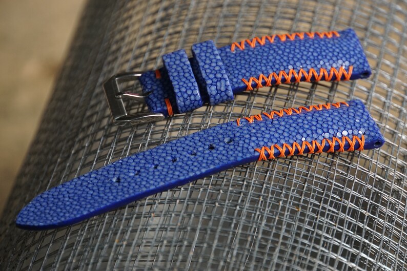 Blue Stingray Leather Watch Strap 15mm 16mm 17mm 18mm 19mm 20mm 21mm ...