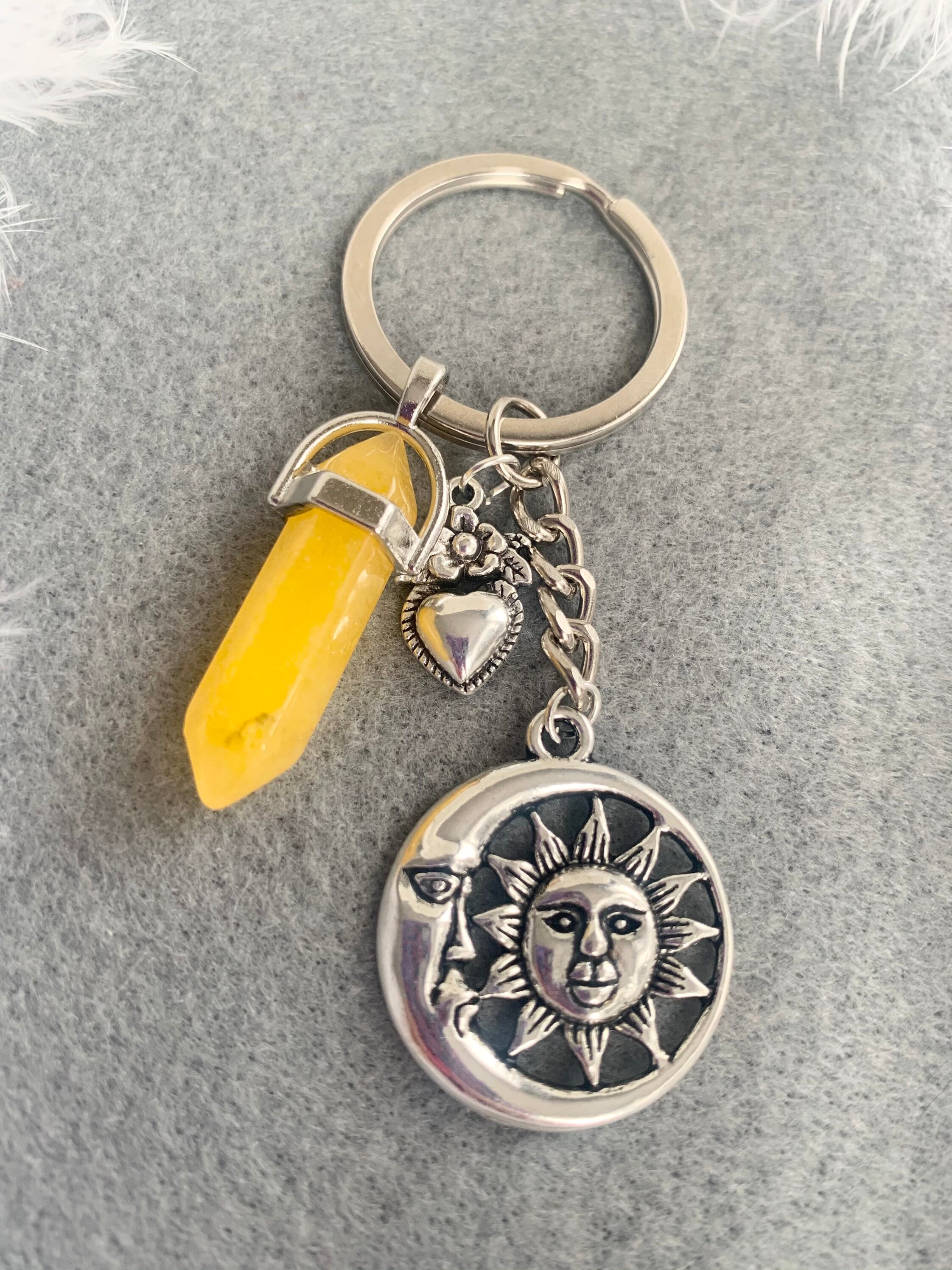 Moon & Sun Crystal Key Ring | Etsy