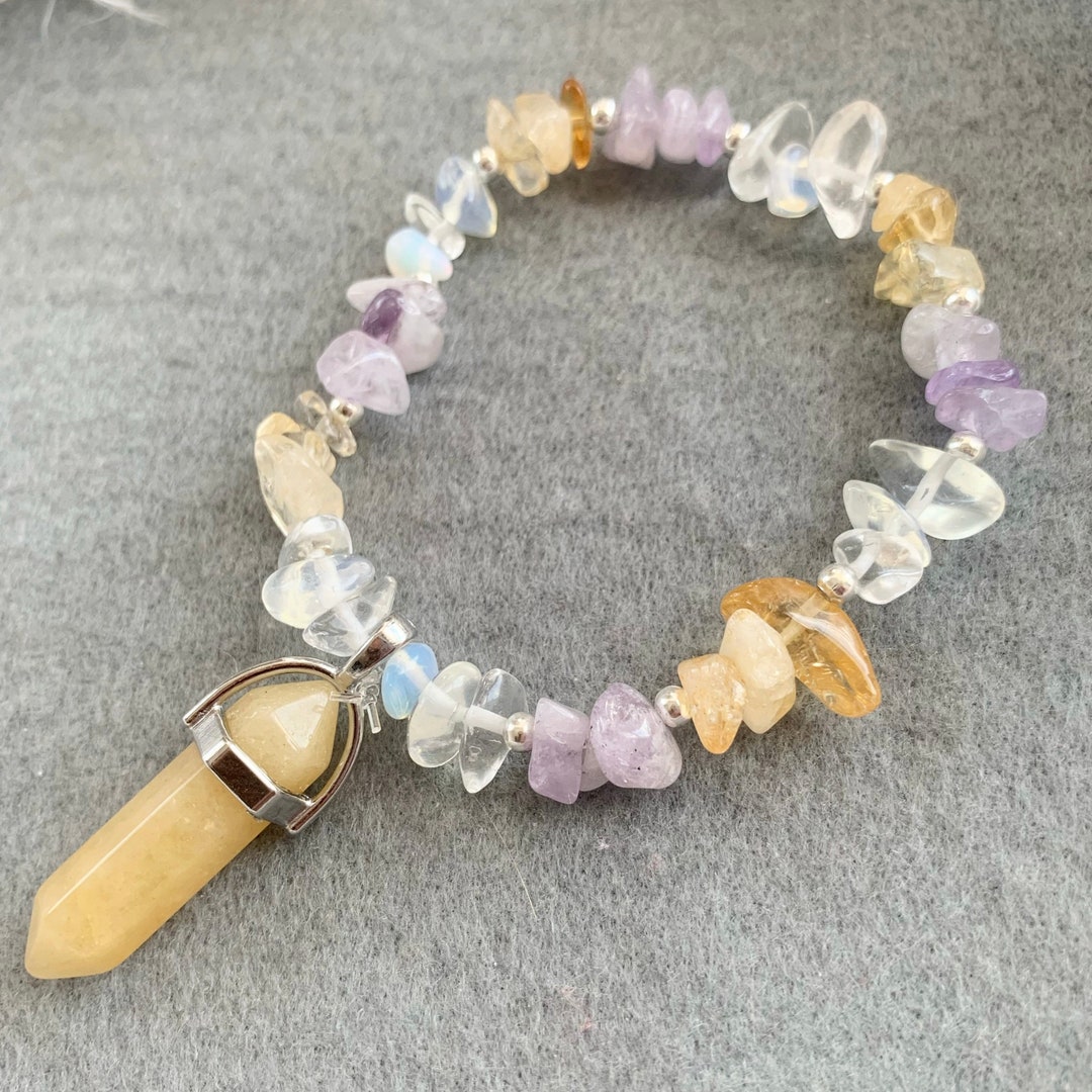 Jade Jaune, Citrine, Opale & Cape Amethyst Crystal Bracelet - Etsy France