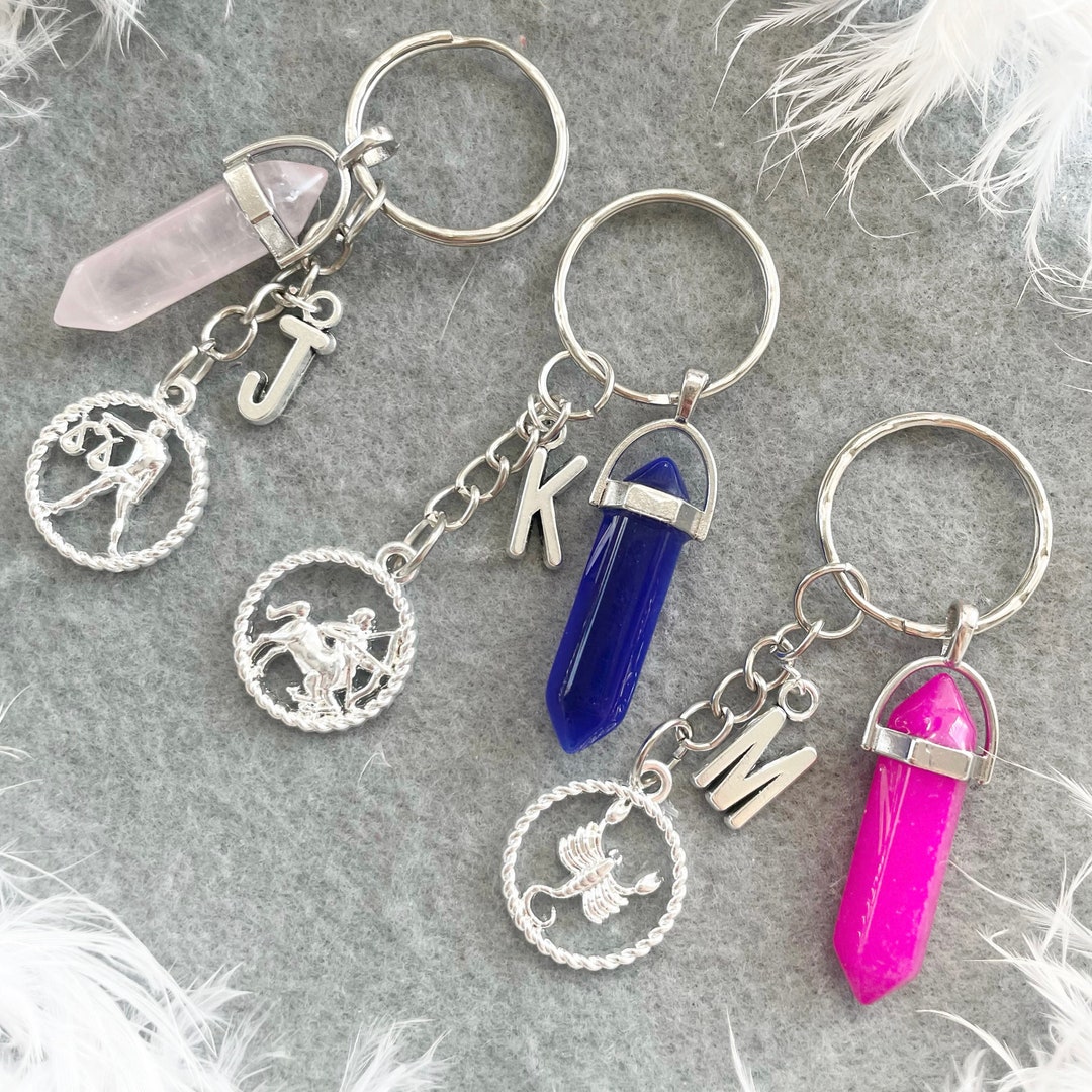 Crystal Zodiac Star Sign Key Ring Personalised With Initial - Etsy UK