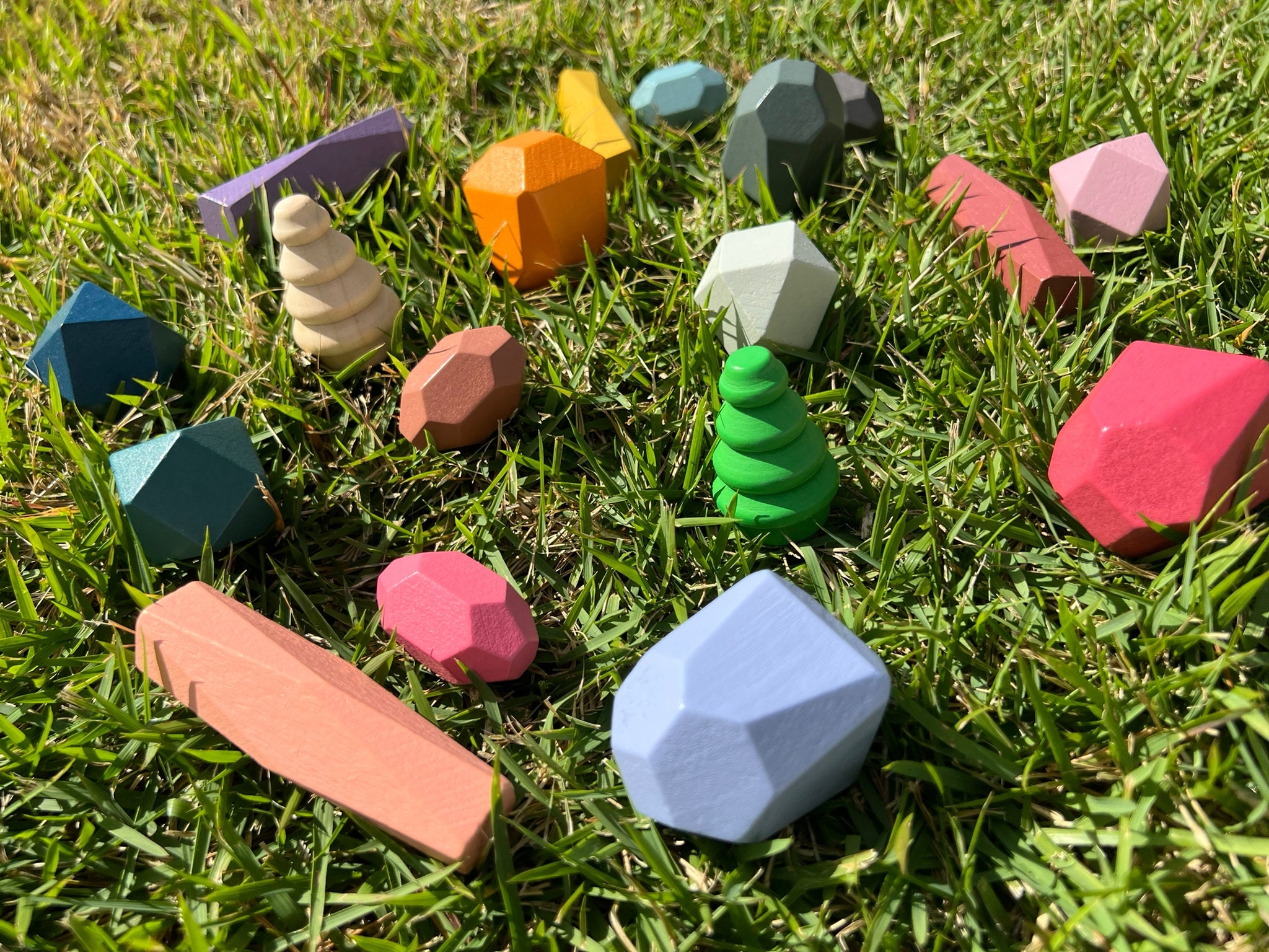 Wooden Stacking Rocks Balancing Game. Montessori Wooden Balance Rock ...