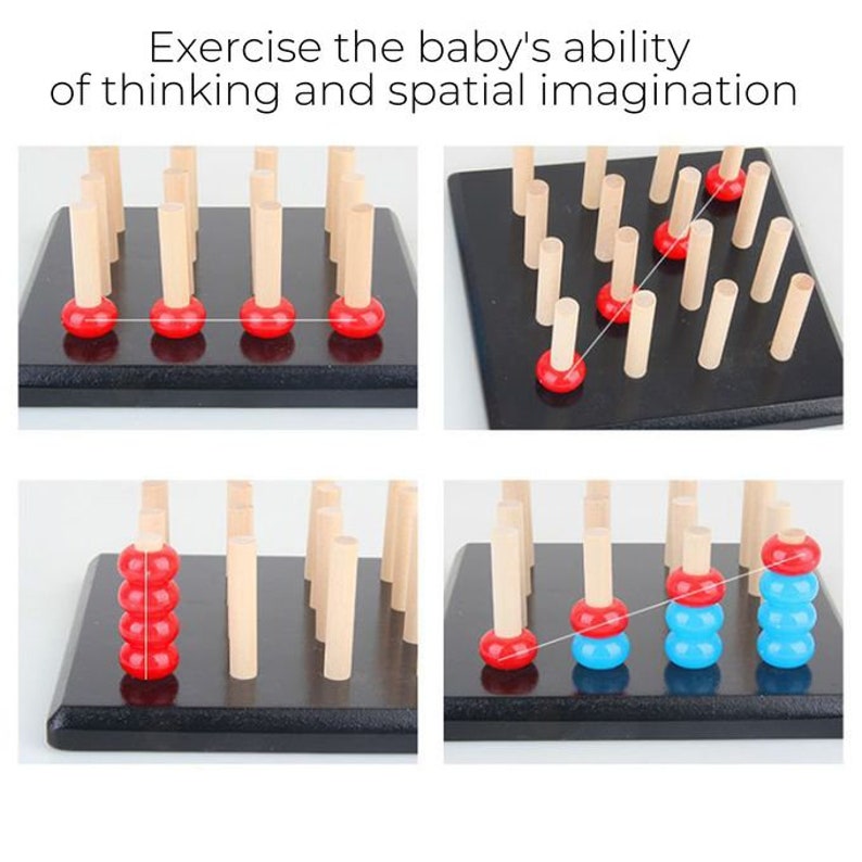 Montessori New Connect 5 in a Row Brain Teaser Toy Tabletop Strategy ...